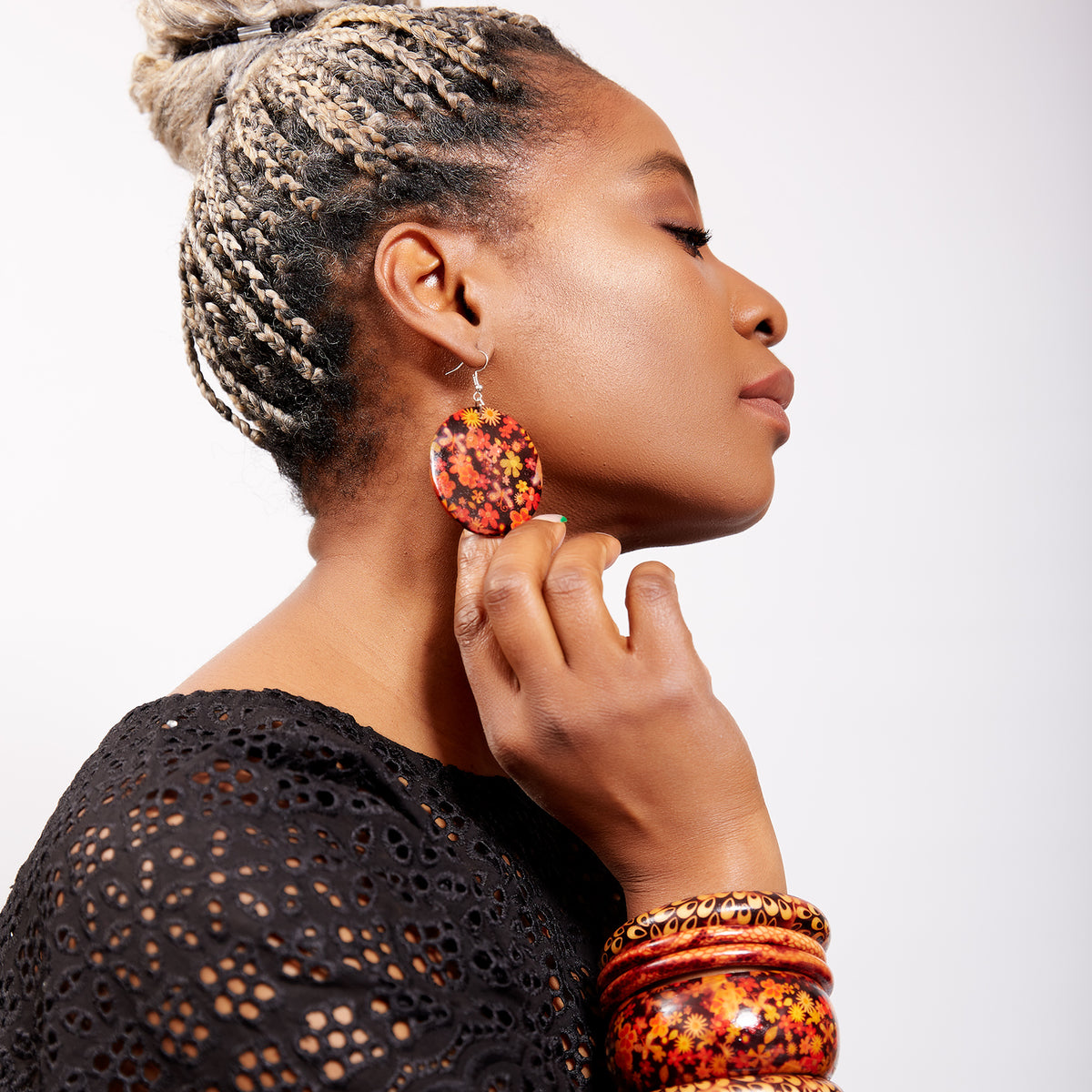 African Pattern Chunky Wooden Bangle | Buy African Bangle CUMO London ...