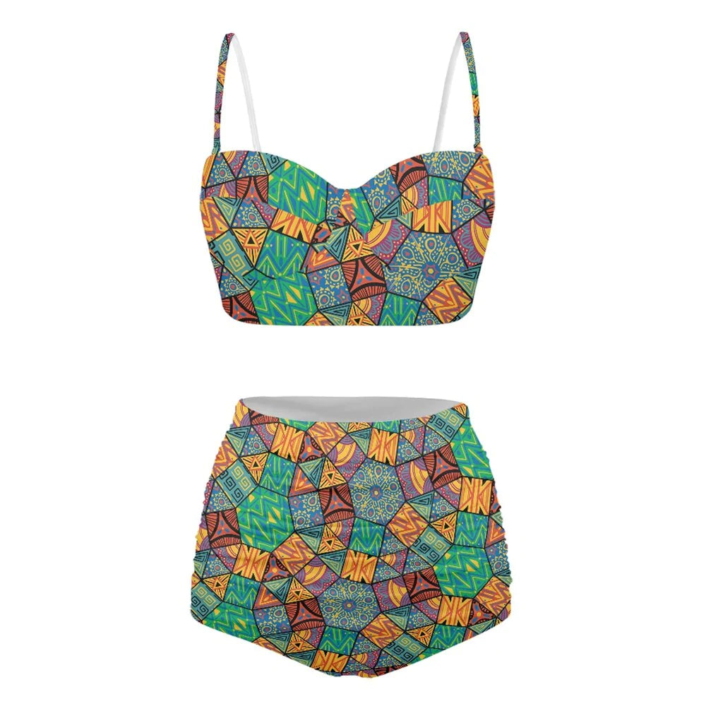 African Print 2pc Swimwear | Ankara Print Bikini Set | Tribal Beach we ...