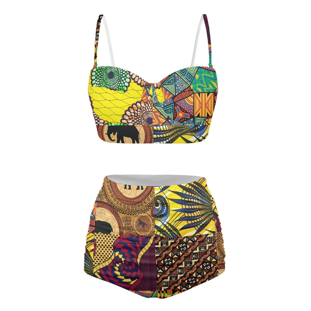African Print 2pc Swimwear | Ankara Print Bikini Set | Tribal Beach we ...