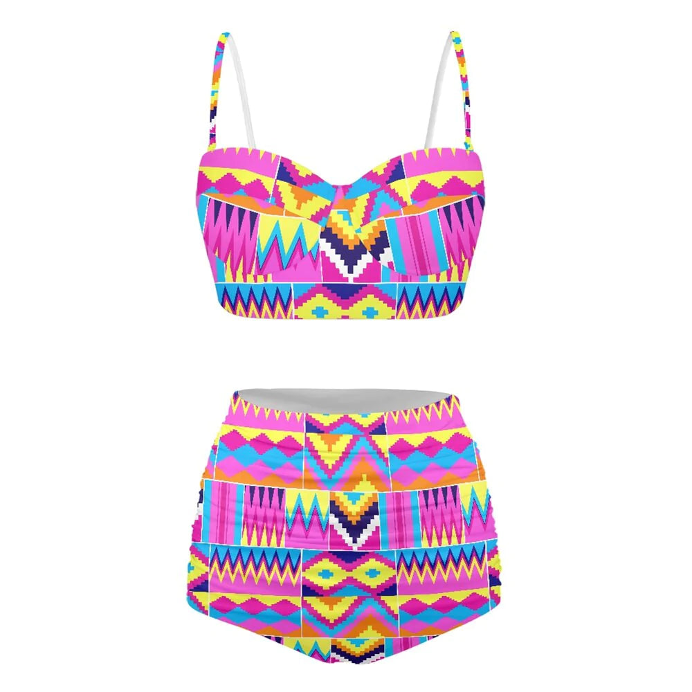 African Print 2pc Swimwear | Ankara Print Bikini Set | Tribal Beach we ...